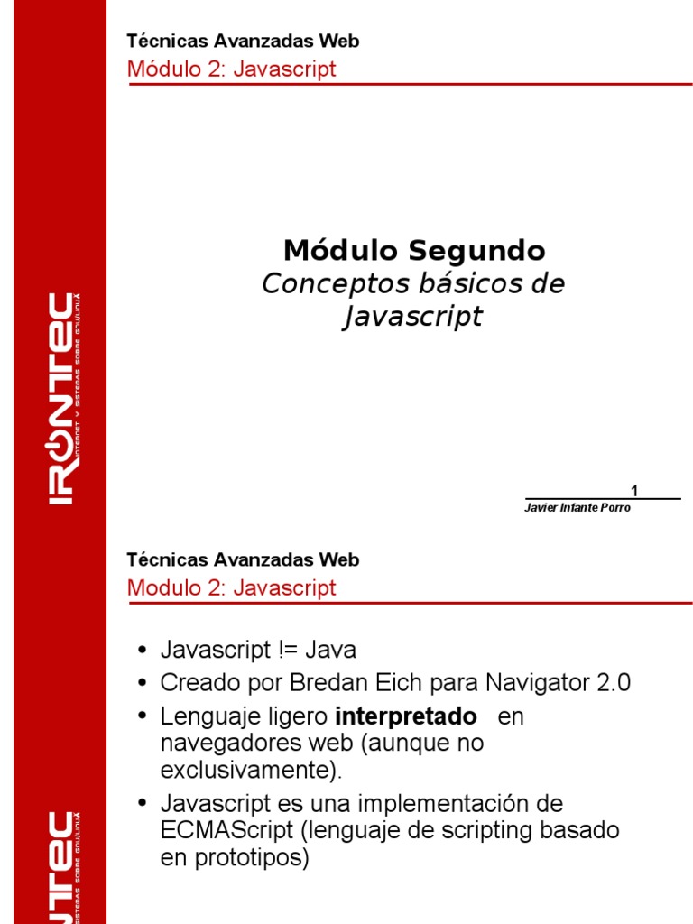 Mod2 Javascript | PDF | Script Java | Modelo de objeto de documento