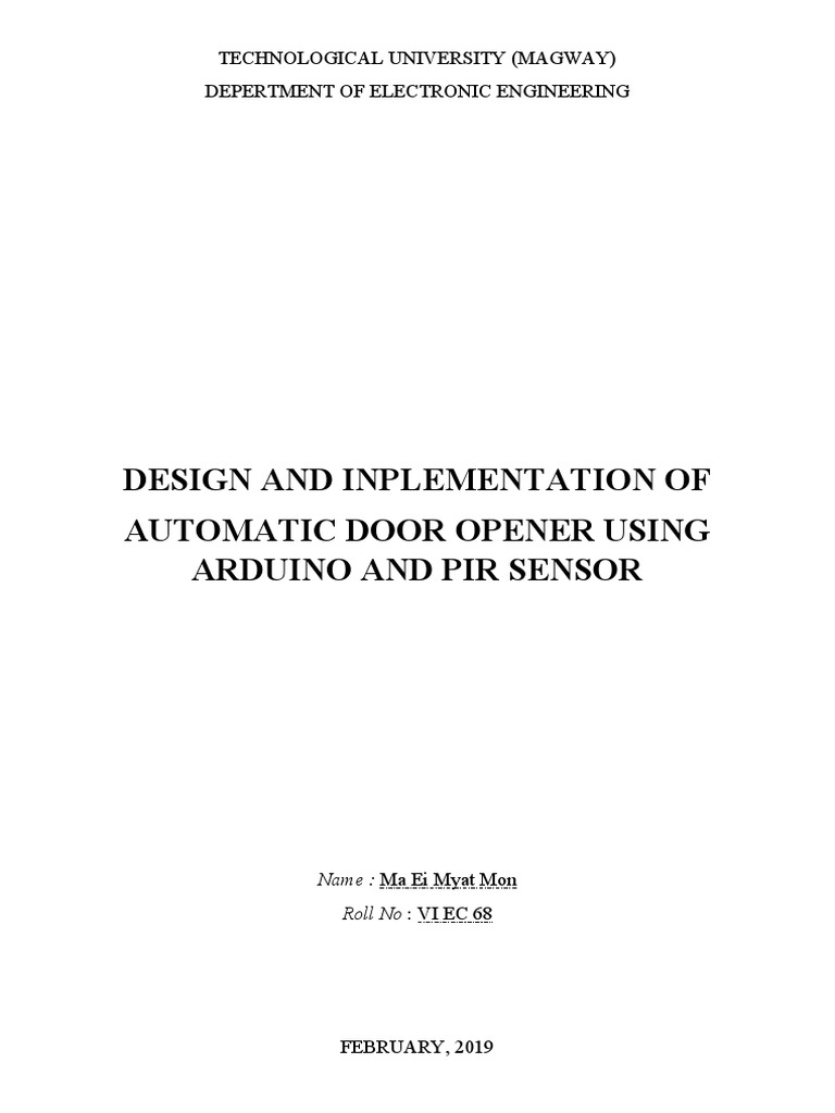 Design and Inplementation of Automatic Door Opener Using Arduino and ...