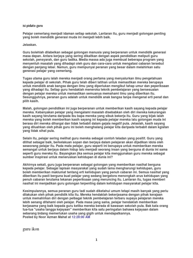 Isi Pidato Guru | PDF | Pengembangan Diri
