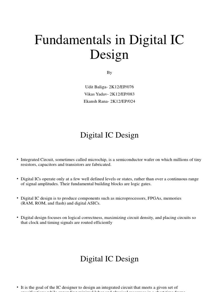 Fundamentals in Digital IC Design | PDF | Logic Gate | Integrated Circuit