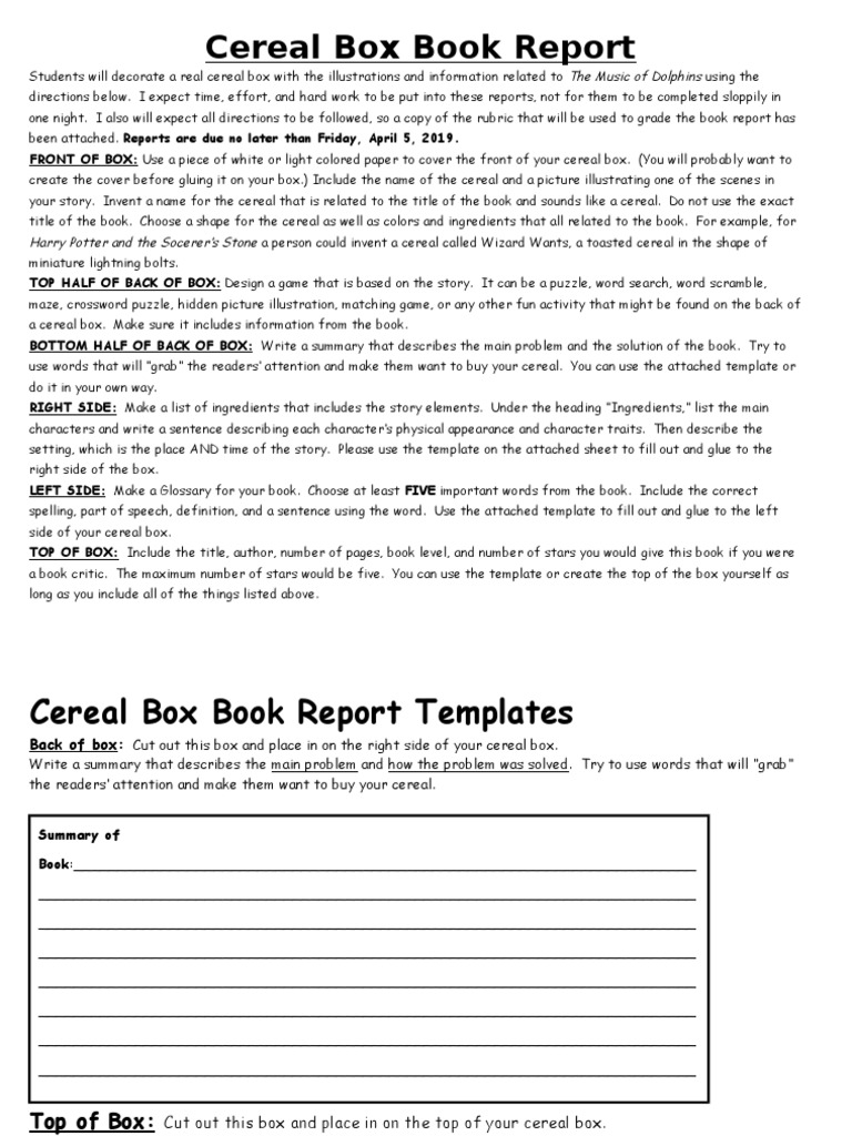 Cereal Box Report 18-19 | PDF | Part Of Speech | Books