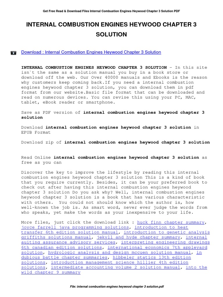 Internal Combustion Engines Heywood Chapter 3 Solution PDF | PDF | E ...