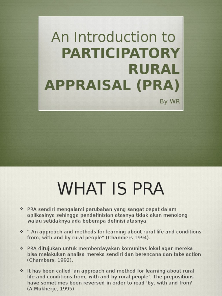 An Introduction to Participatory Rural Appraisal: Understanding PRA ...