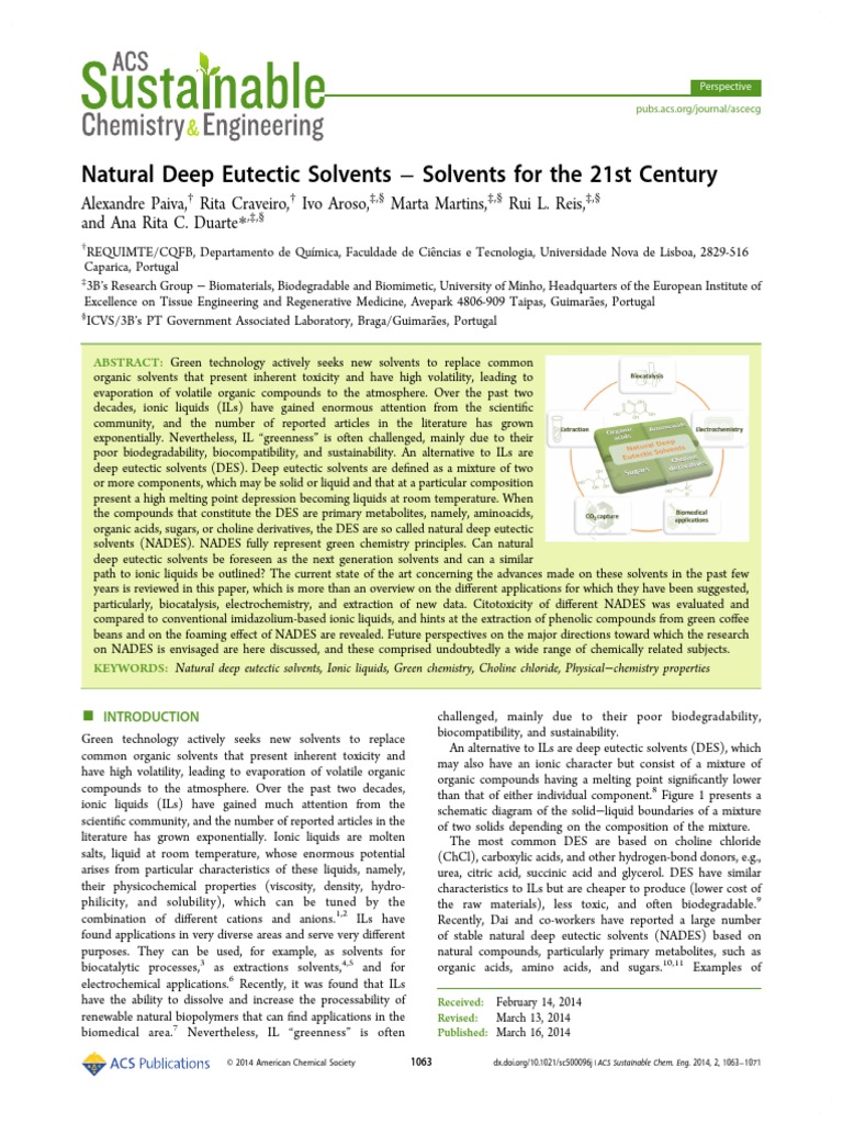 Natural Deep Eutectic Solvents Solvents For The 21st Century | PDF ...