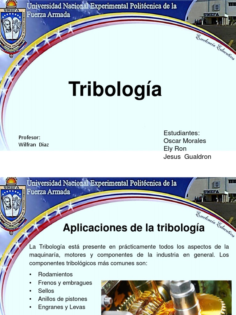Presentación Sobre La Tribología | PDF | Fricción | Lubricante