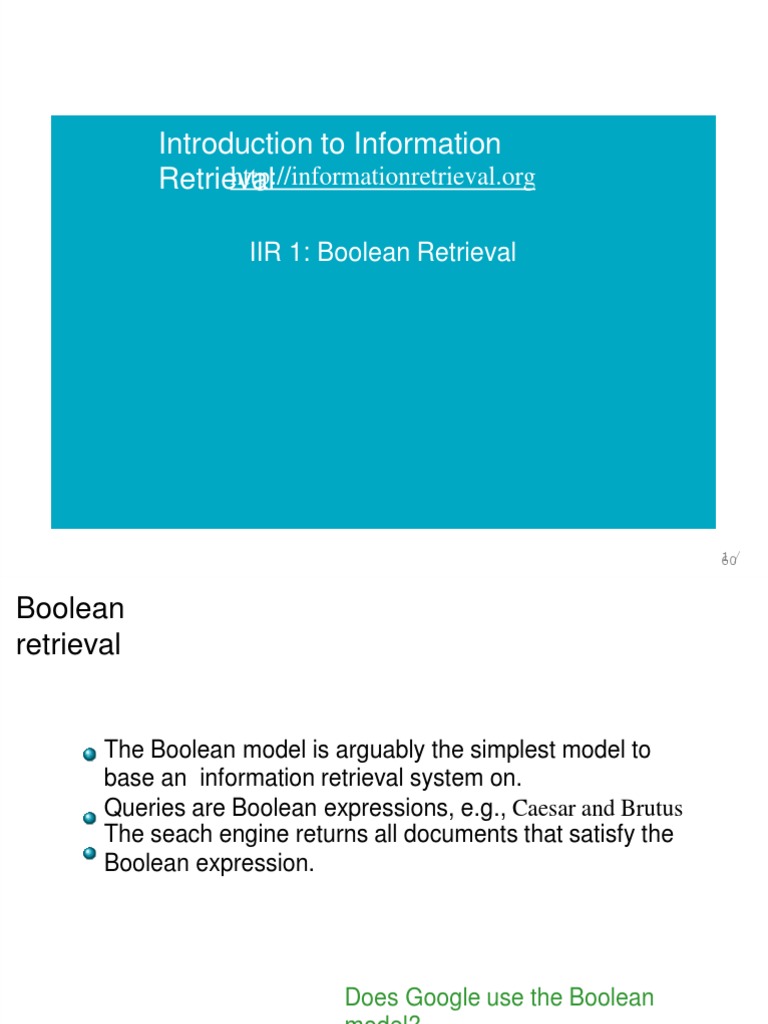 Introduction to Boolean Retrieval | PDF | Information Retrieval ...
