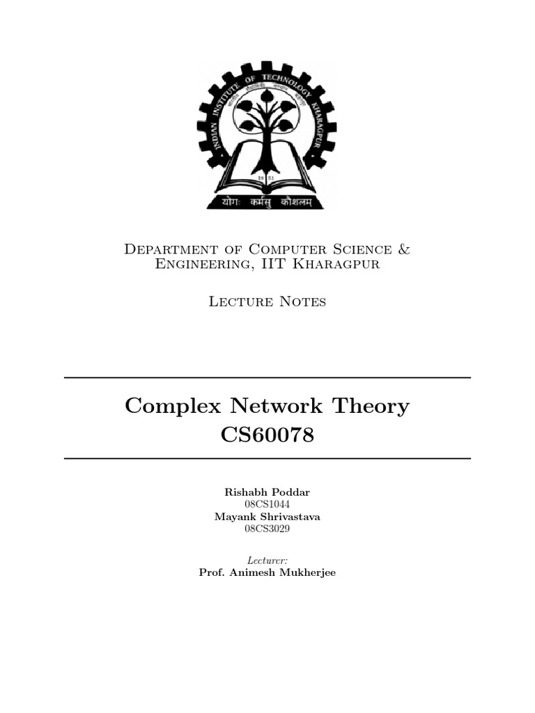 Complex Network Theory CS60078: Department of Computer Science ...