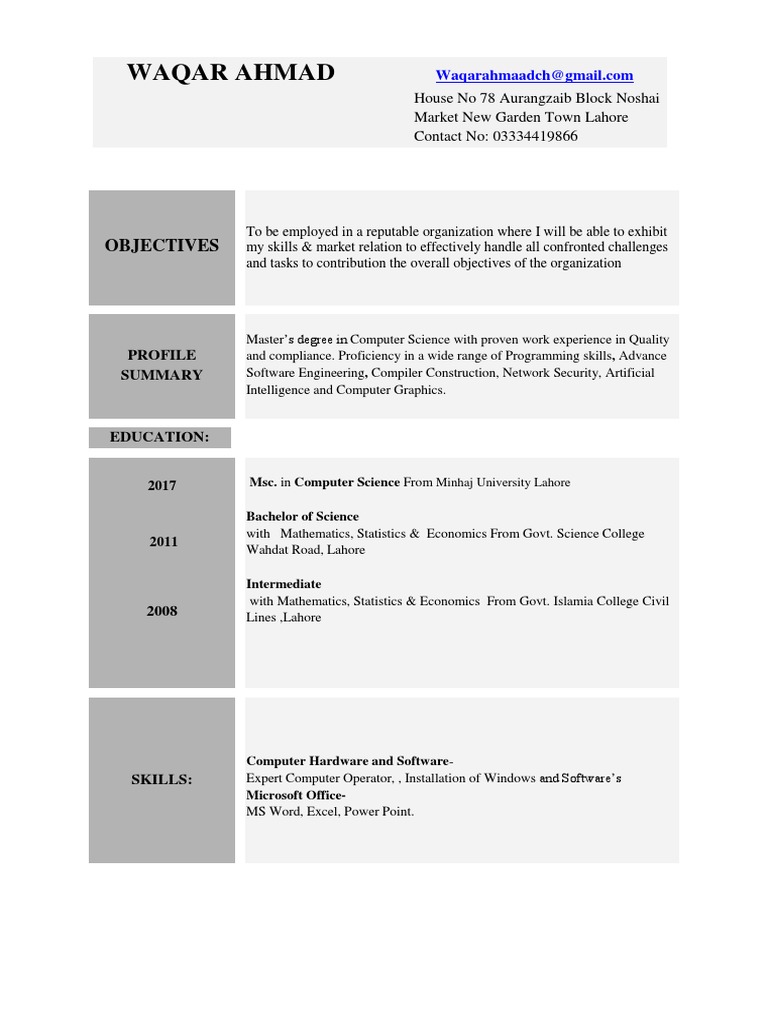 Waqar CV | PDF