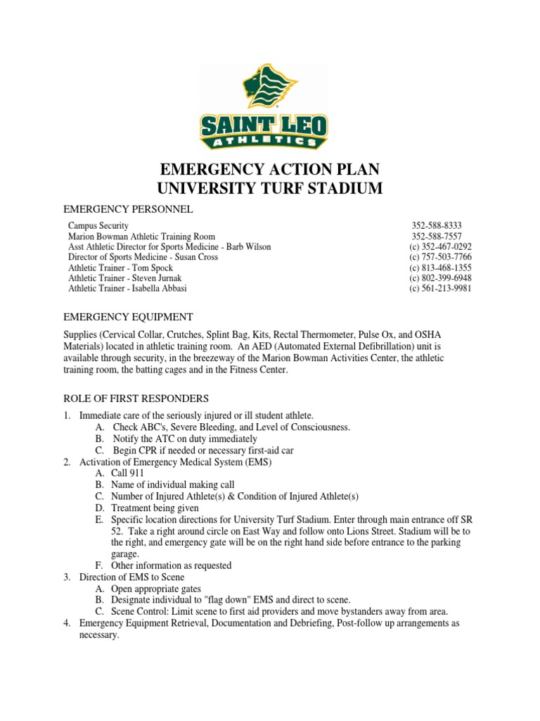 Eap-University Turf Stadium | PDF | First Aid | Emergency Medical Services