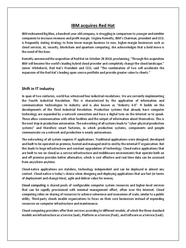 IBM Acquires Red Hat-Final | PDF | Cloud Computing | Business