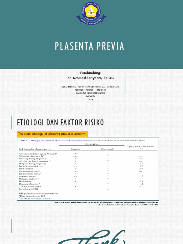 Etiologi Dan Fakris Placenta Previa | PDF