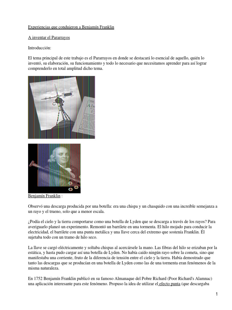 Pararrayos PDF | PDF | Relámpago | Benjamin Franklin