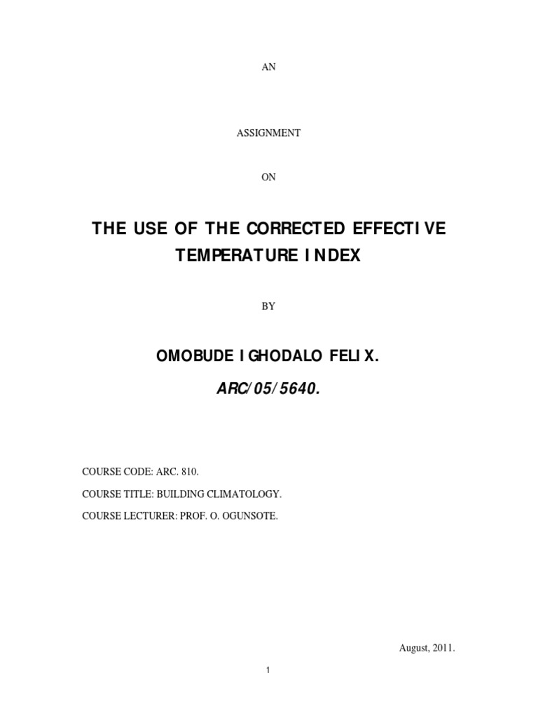 The Use of the Corrected Effective Temperature Index | PDF ...