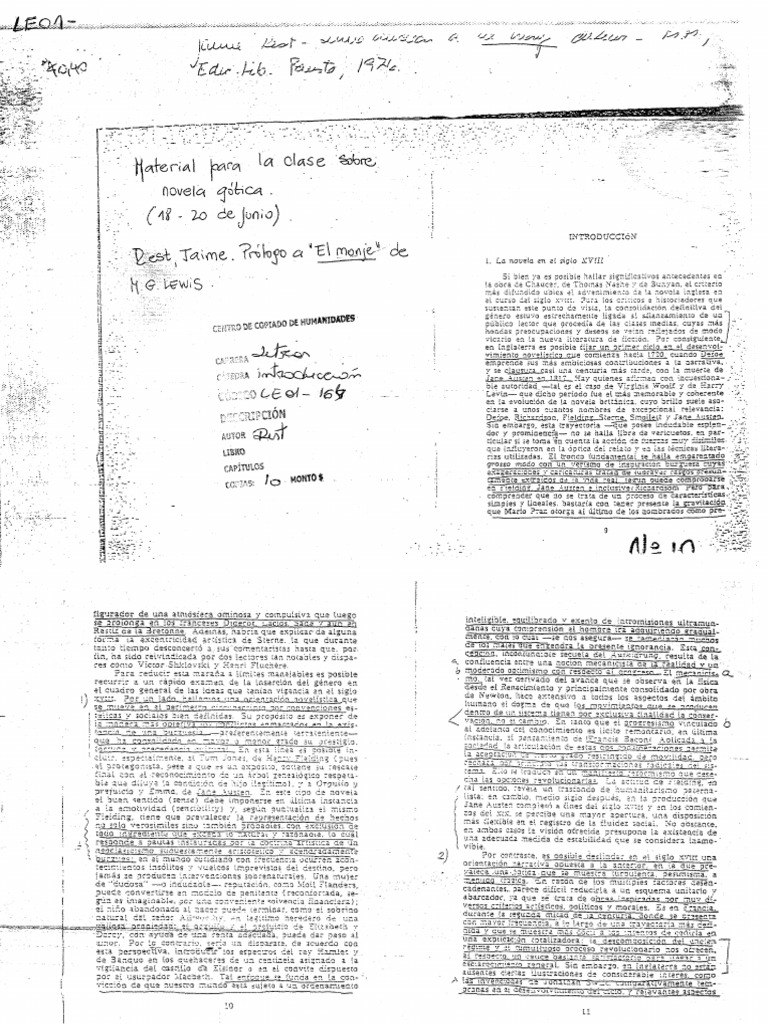 Rest Jaime - Lewis El Monje Novela Gotica | PDF