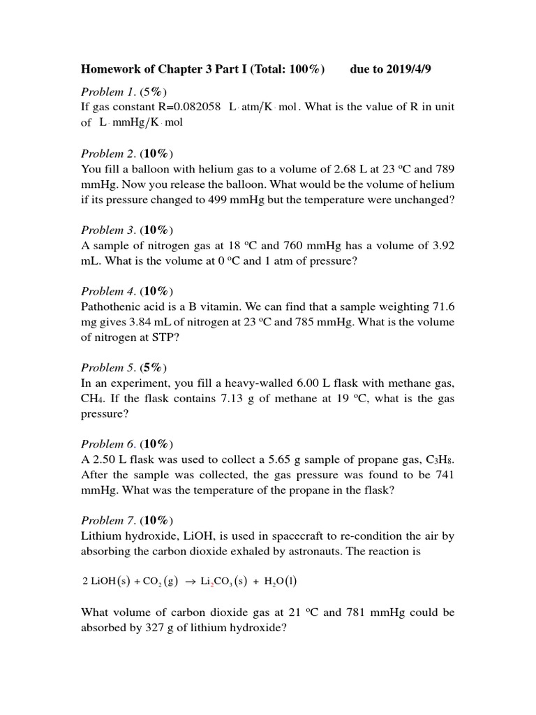 Chemistry Exercise | PDF