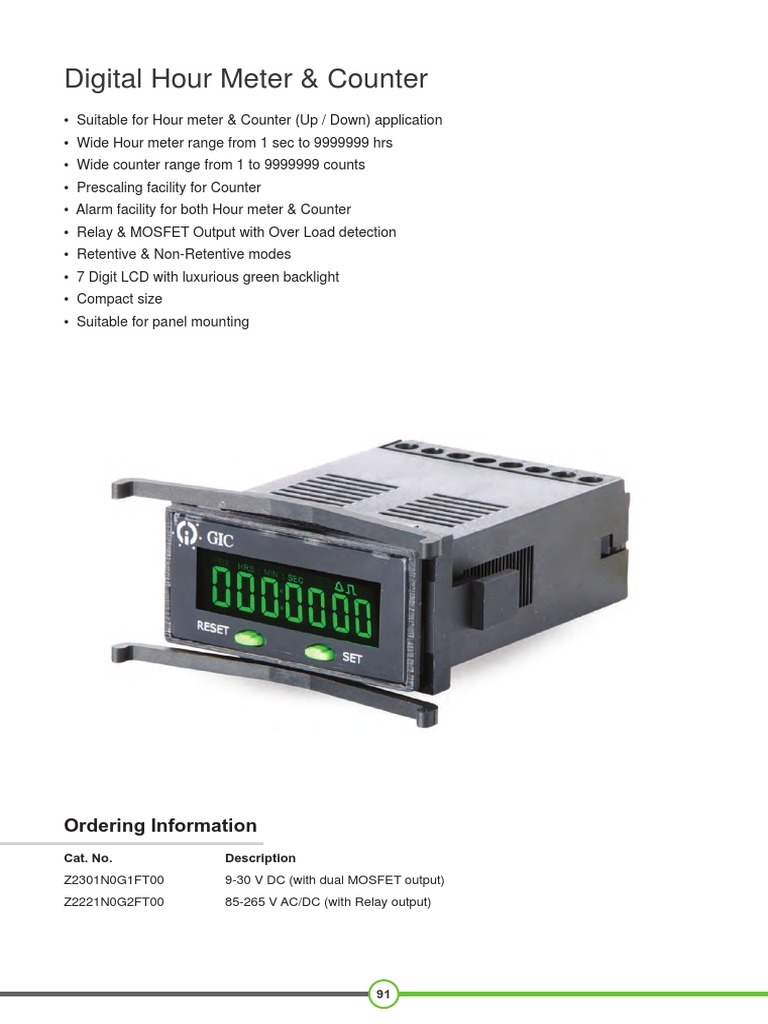 Digital Hour Meter & Counter Overview | PDF | Relay | Electromagnetic ...