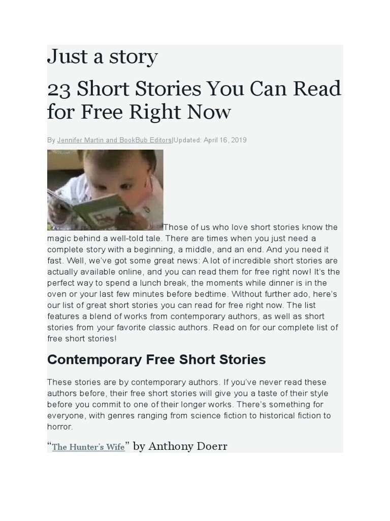 Just A Story 23 Short Stories You Can Read For Free Right Now | PDF ...