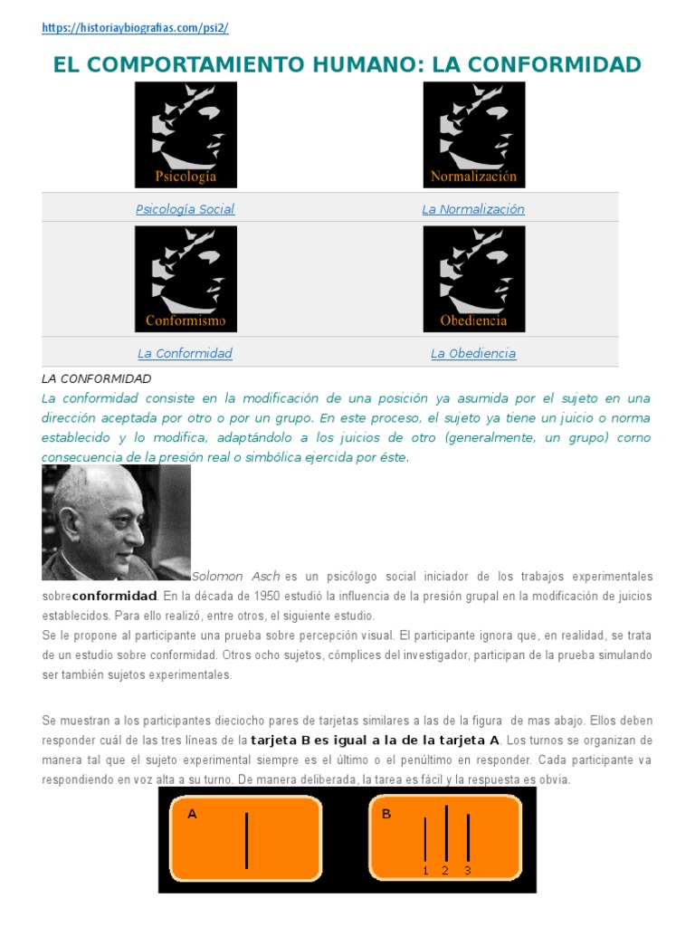 La Conformidad en Psicología Social | PDF | Psicología Social ...