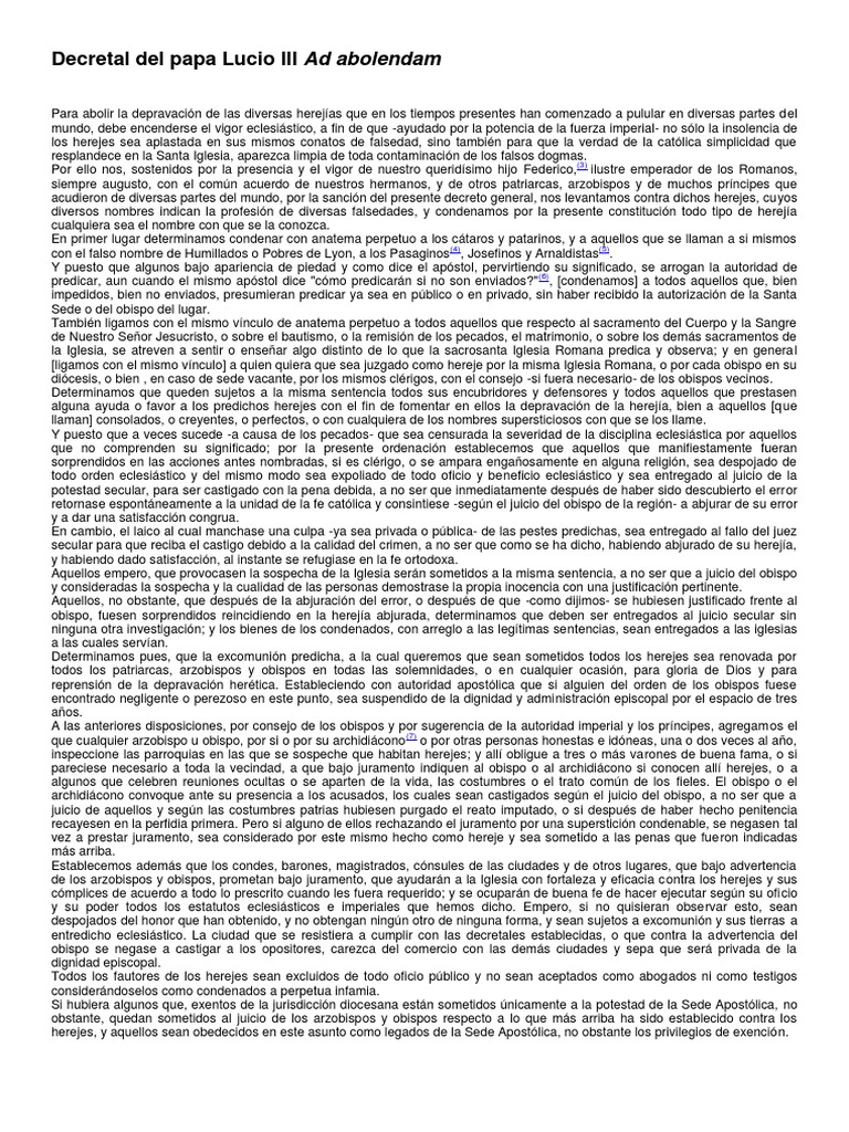 Decretal Del Papa Lucio III | PDF | Arzobispo | obispo