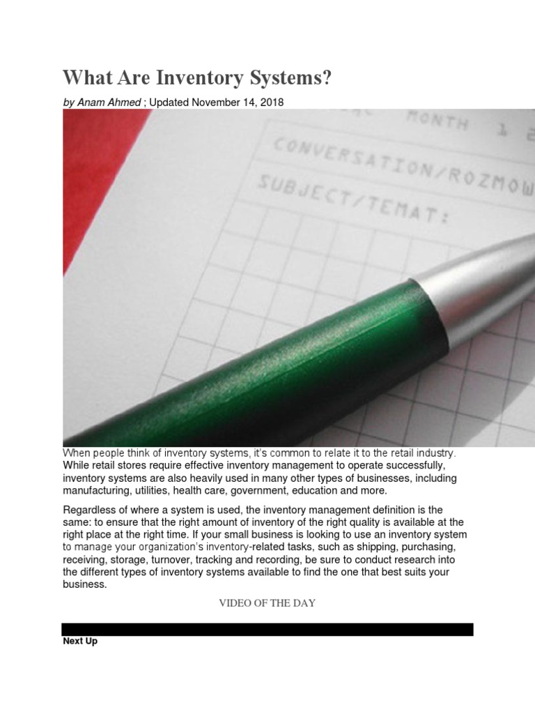 What Are Inventory Systems | PDF | Inventory | Business Economics