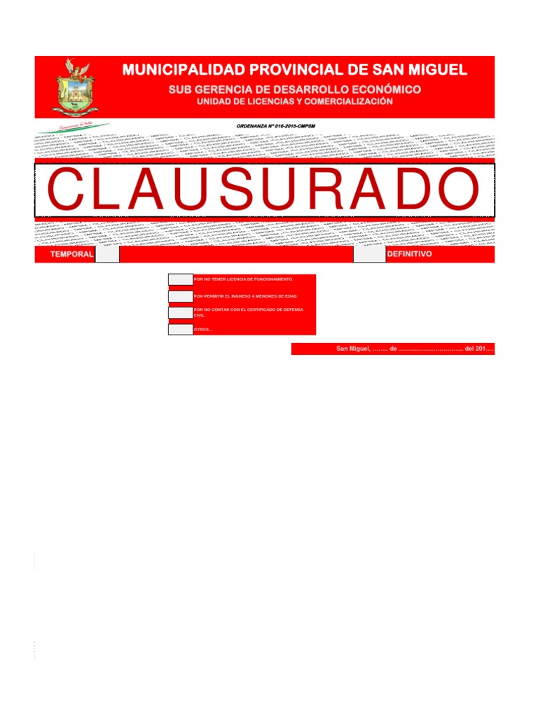 Carteles de Clausurado - Rojo | PDF