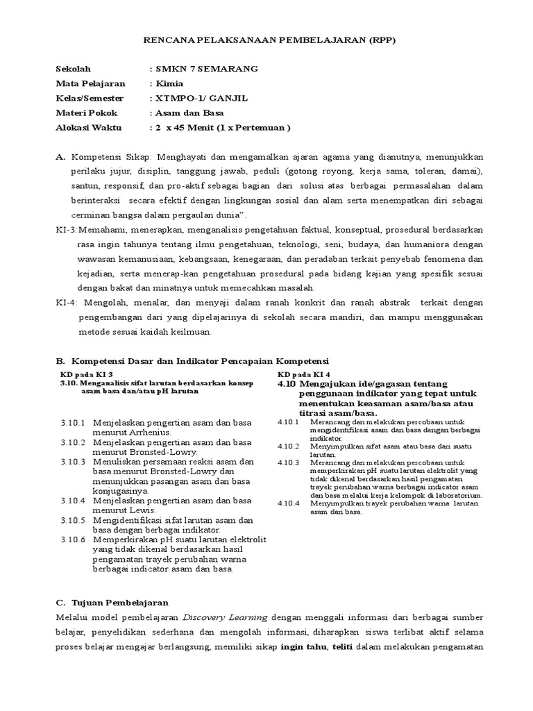 RPP Asam Basa | PDF
