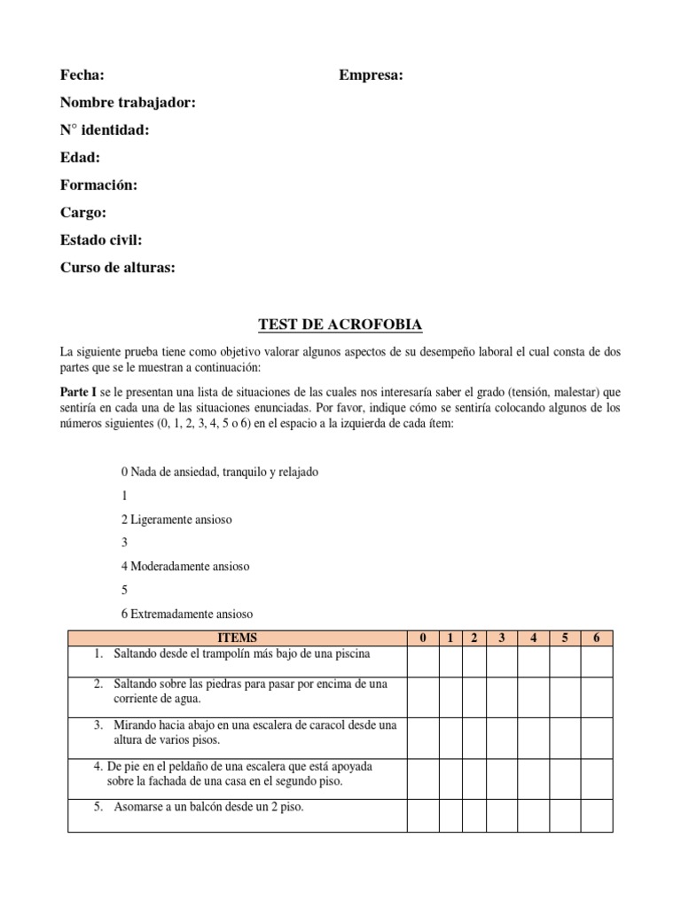 Test Acrofobia | PDF | Violencia | Agitación