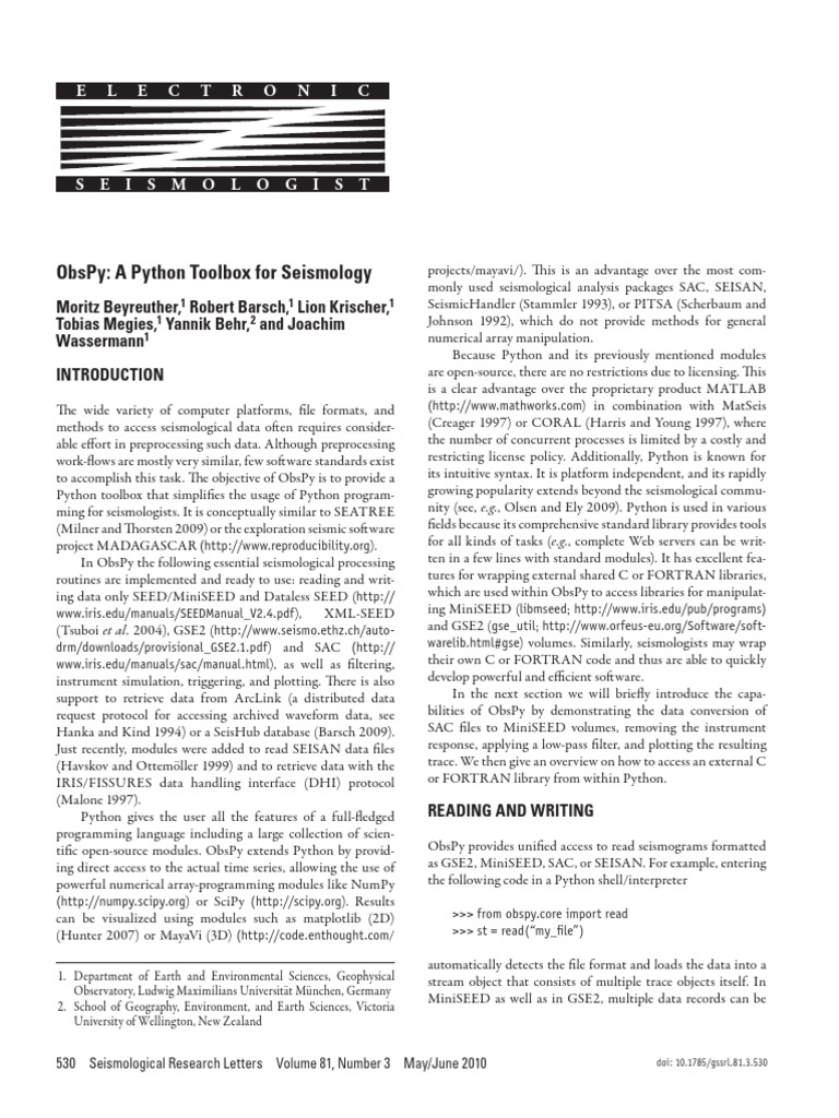 Python For Seismology Pdf C Programming Language Python