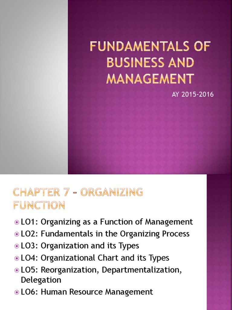 Chapter 7 - Organizing Function | PDF | Resource | Human Resource Management