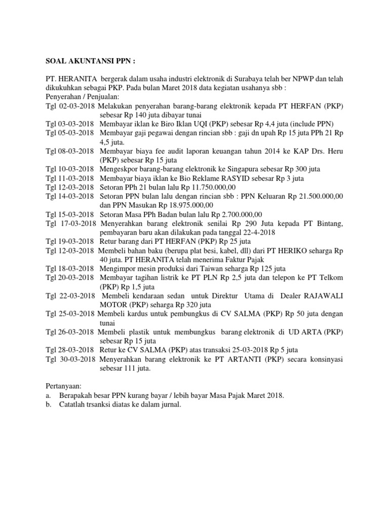 Soal Kasus Akuntansi PPN | PDF