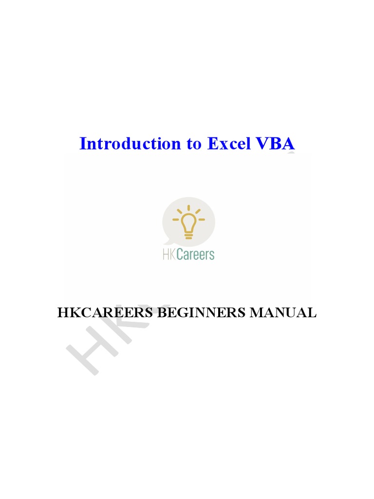 Introduction To VBA | PDF | Microsoft Excel | Visual Basic For Applications