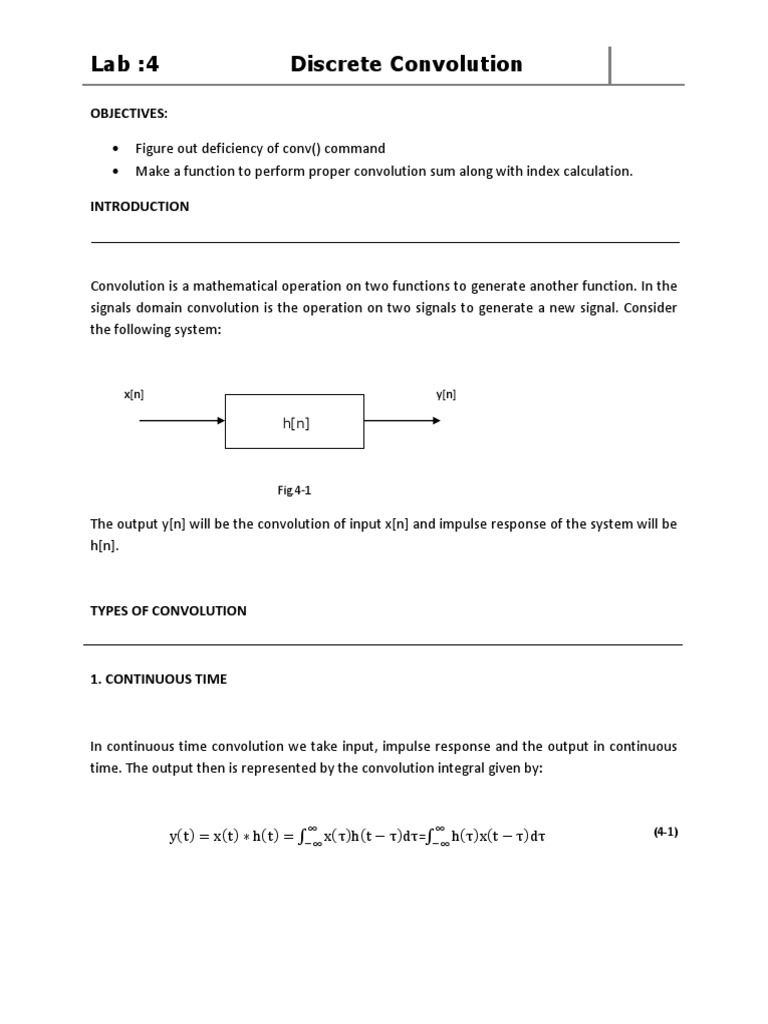 Discrete Convolution Lab Guide | PDF | Convolution | Discrete Time And Continuous Time