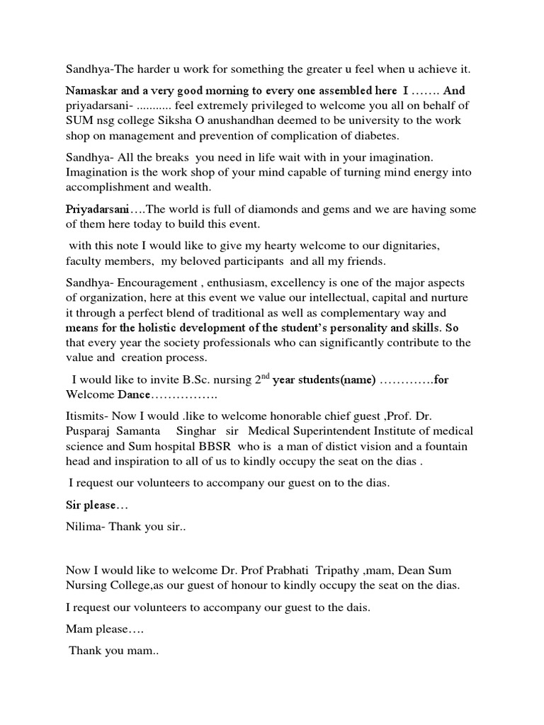 Anchor Speech On Workshop | PDF