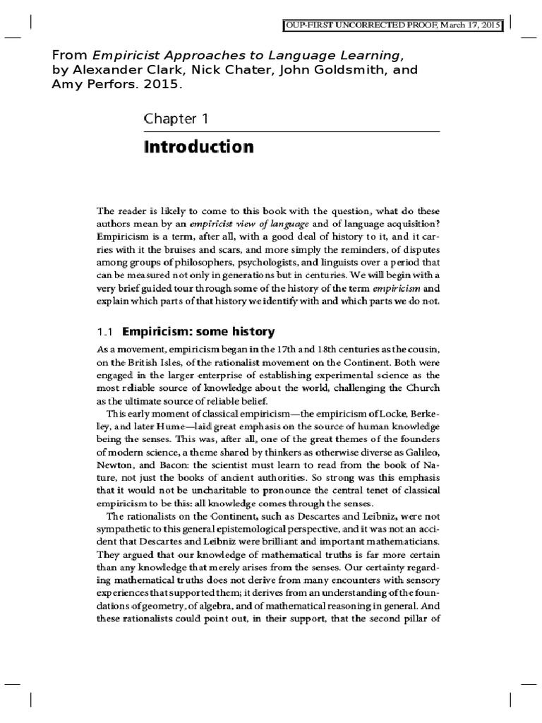 Empiricism and Language Learnability Cha PDF | PDF | Rationalism | Empiricism