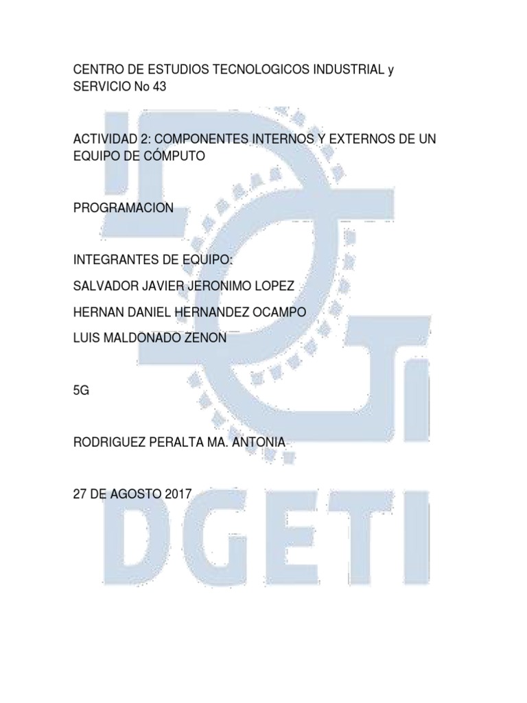 Componentes Internos y Externos | PDF | Periférico | Almacenamiento de ...
