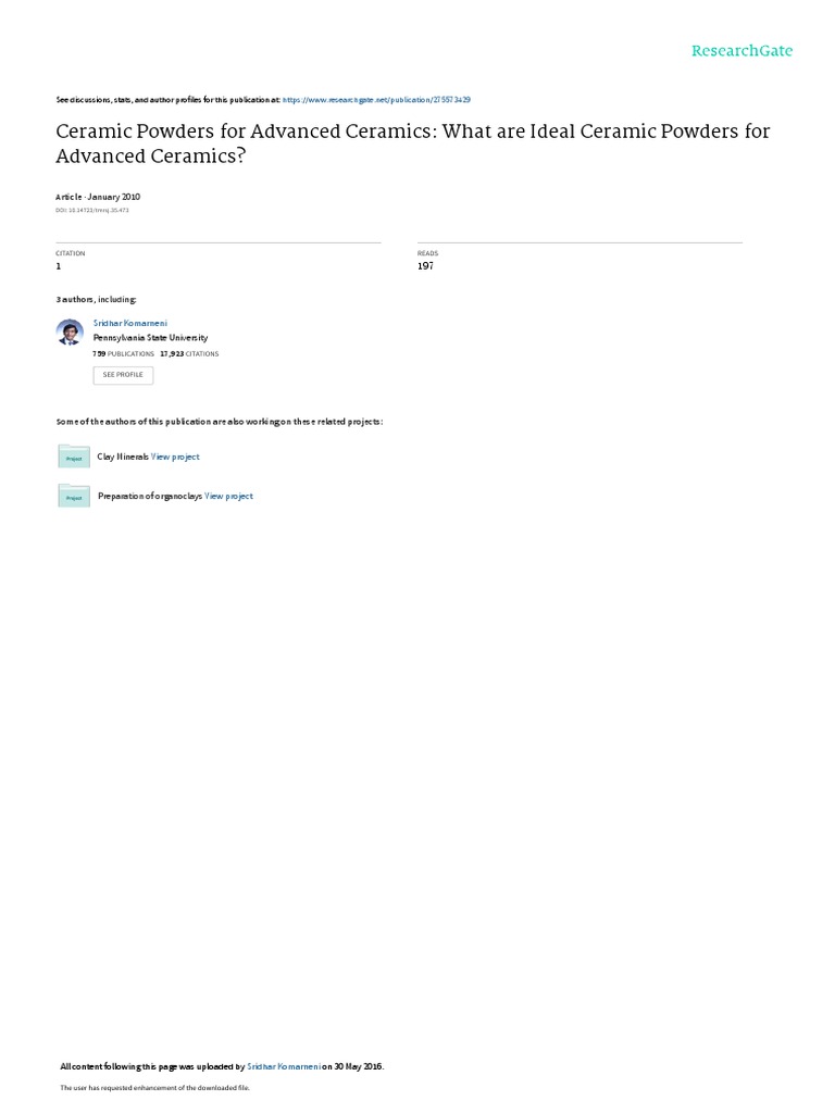 Ceramic Powders For Advanced Ceramics What Are Ide PDF | PDF | Ceramics ...