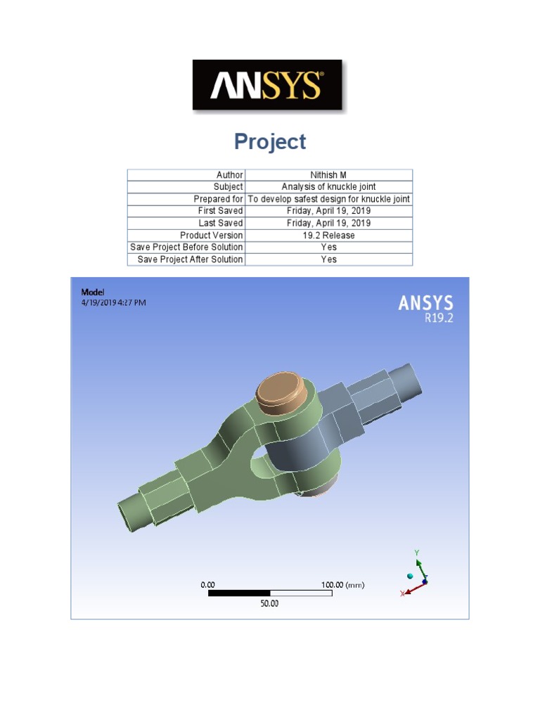 Ansys Report of Knuckle Joint | Strength Of Materials | Young's Modulus