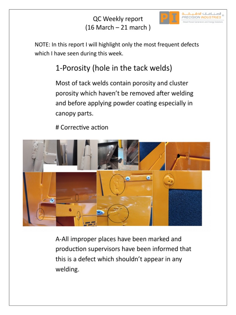 1-Porosity (Hole in The Tack Welds) : Which I Have Seen During This ...