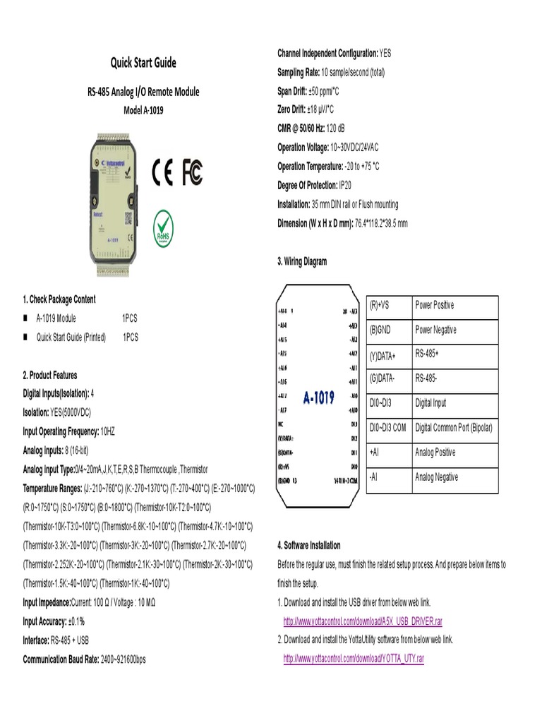 A1019 Quick Start Guide Bkaii | PDF | Usb | Thermocouple