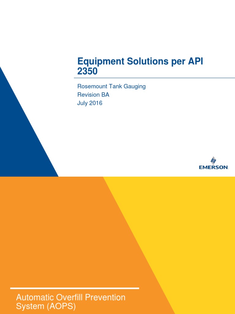 Manual Rosemount Tank Gauging Equipment Solutions Per API 2350 en 81580 ...