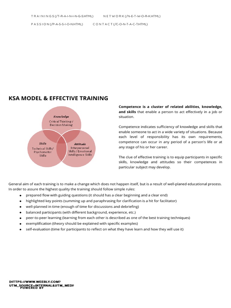 Ksa Model & Effective Training | PDF | Facilitator | Learning