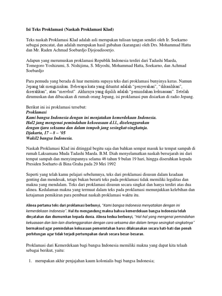 Isi Teks Proklamasi | PDF