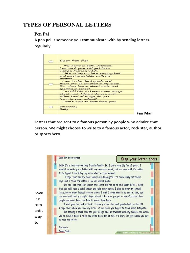 Types of Personal Letters Explained | PDF