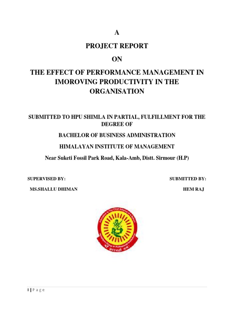 A Project Report ON The Effect of Performance Management in Imoroving ...