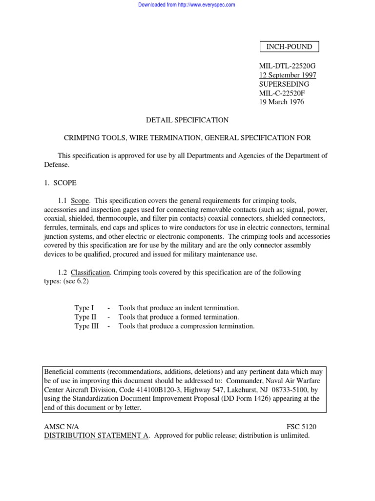 Mil DTL 22520G | PDF | Electrical Connector | Specification (Technical Standard)