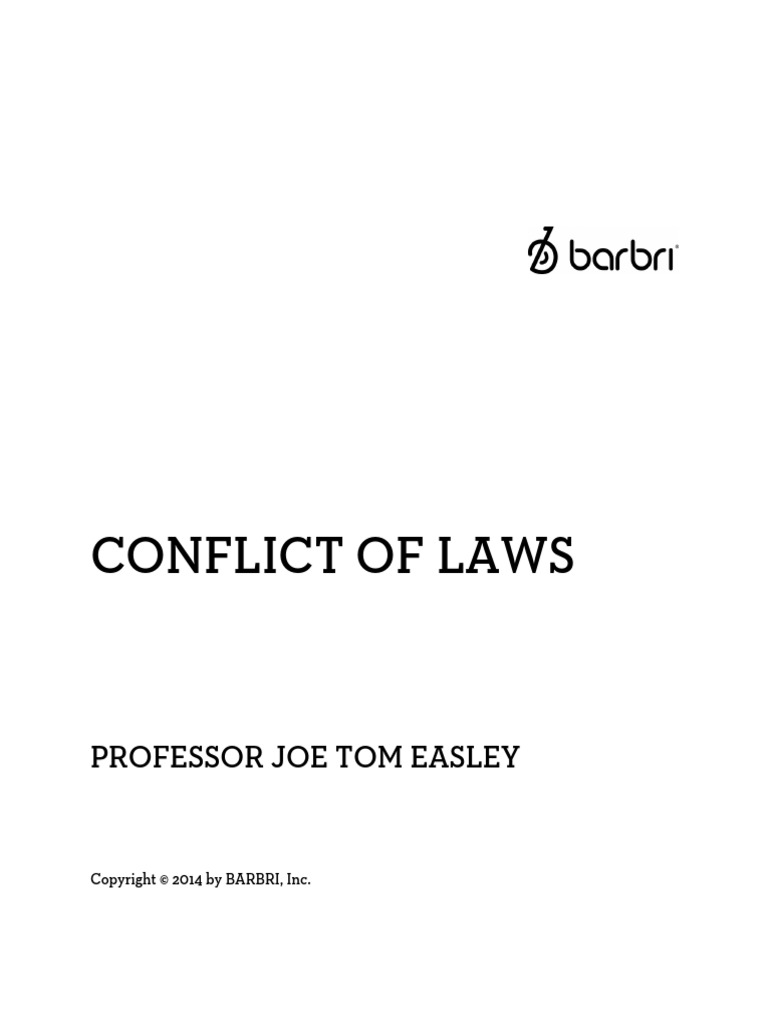 Conflict of Laws Handout PDF | PDF | Lawsuit | Judgment (Law)