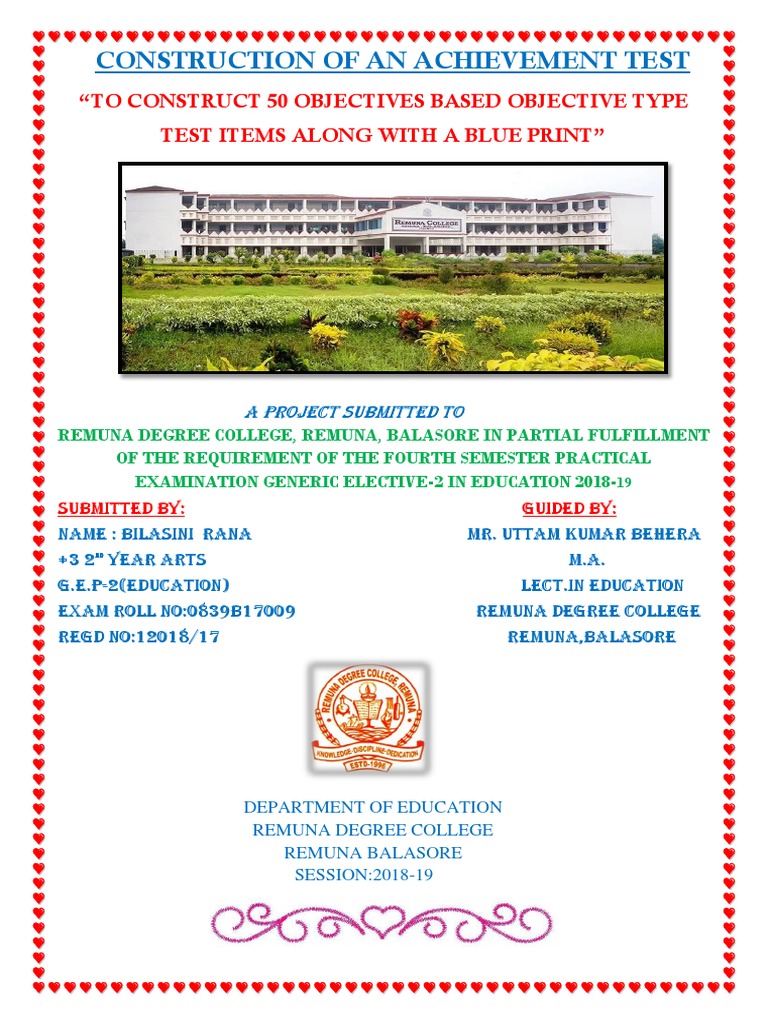 Construction of 50 Objective Test Items and Blueprint | PDF