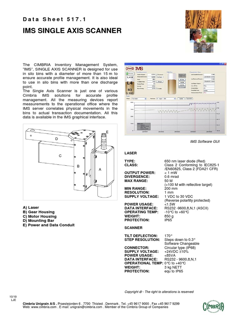 Ims Single Axis Scanner: Data Sheet 517.1 | PDF | Image Scanner | Equipment