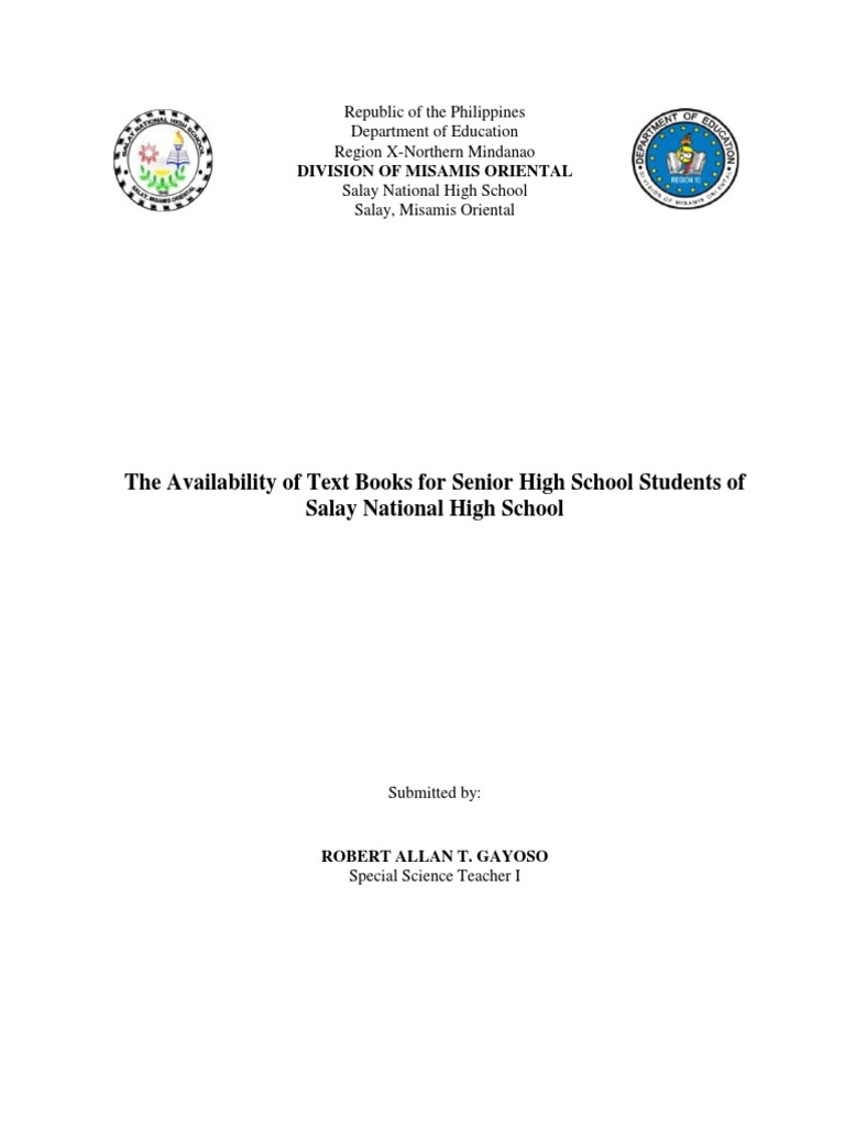 The Availability of Text Books For Senior High School Students of Salay ...