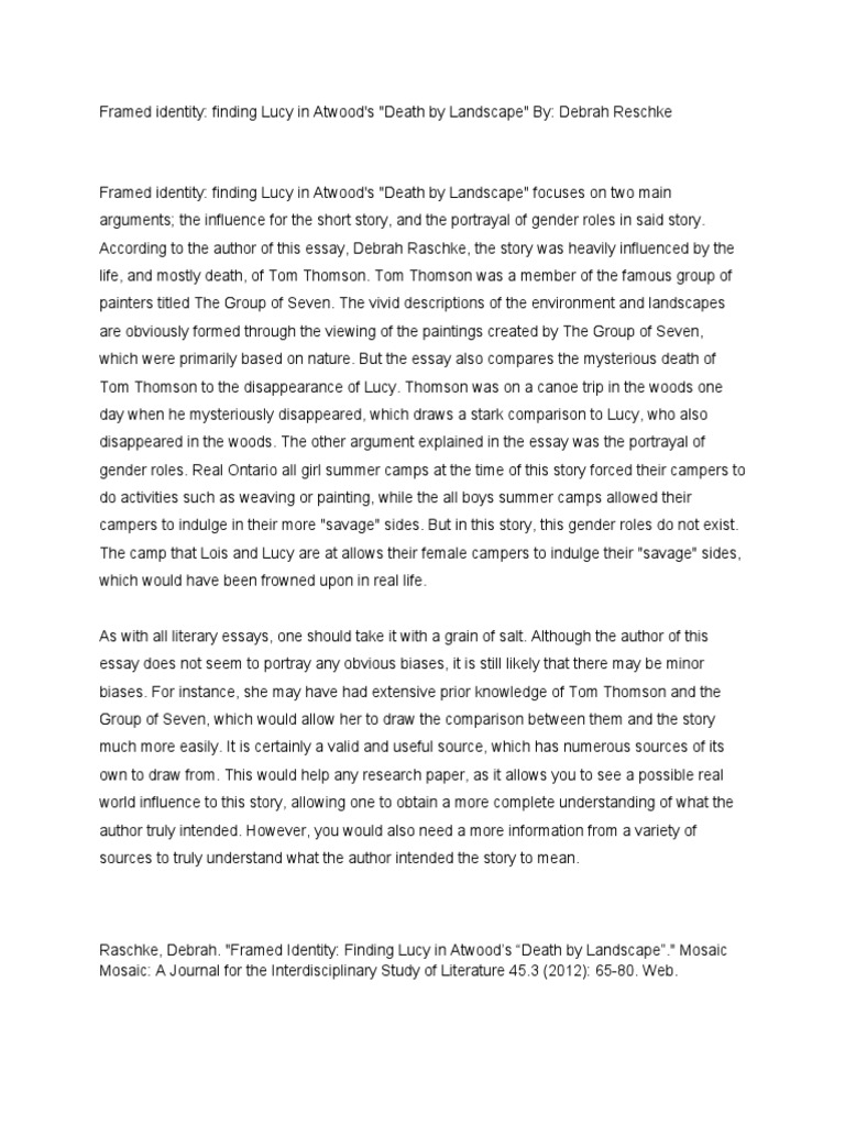 Framed Identity: Finding Lucy in Atwood's "Death by Landscape" PDF | PDF